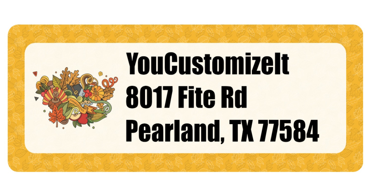 Custom Happy Thanksgiving Return Address Labels (Personalized ...