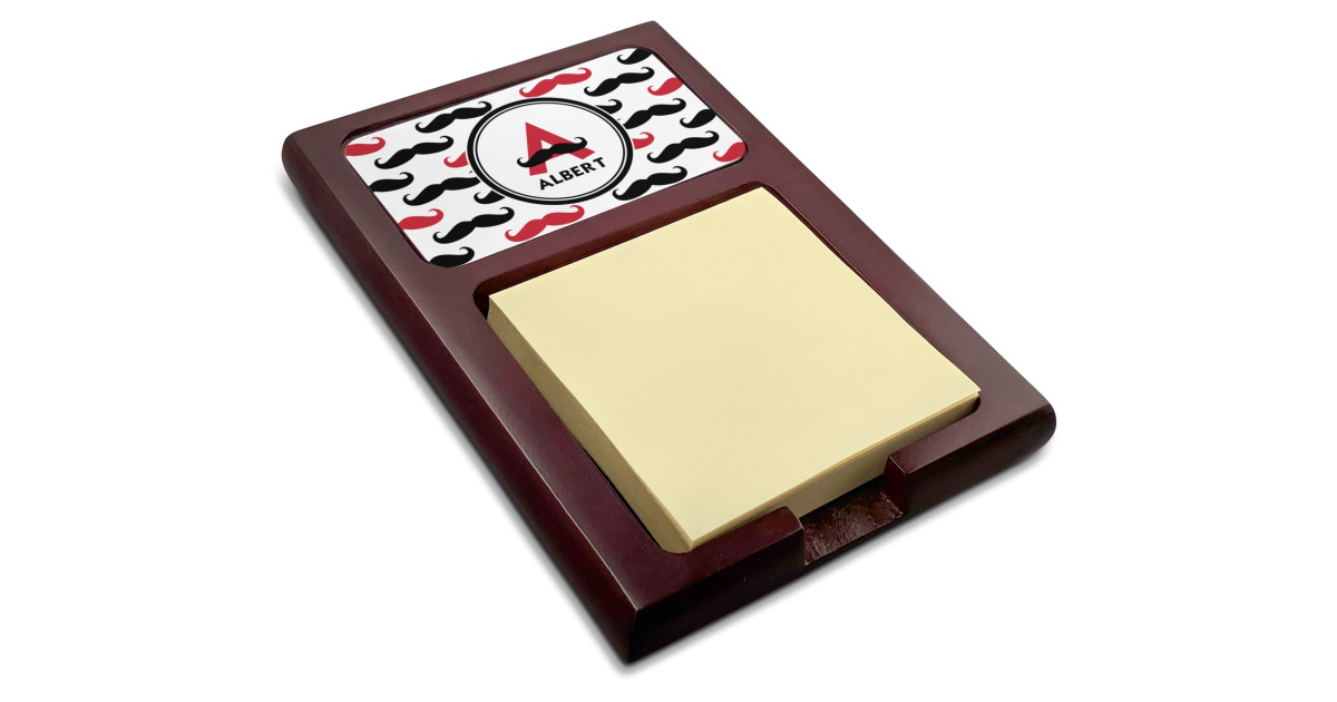 Custom Mustache Print Red Mahogany Sticky Note Holder (Personalized ...
