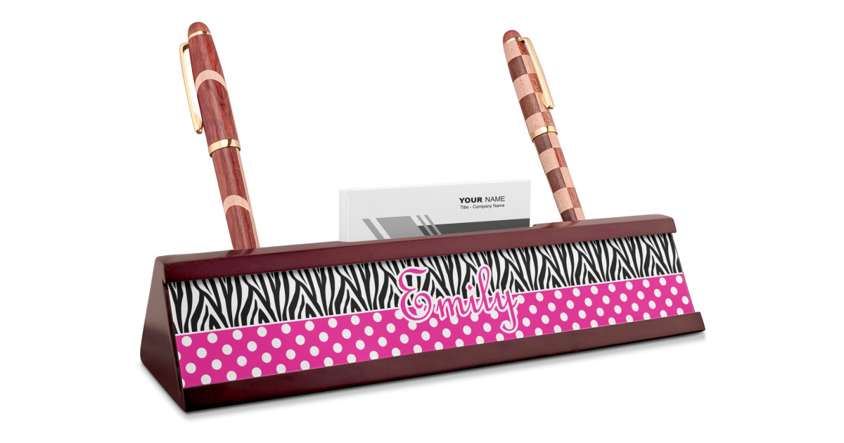 Custom Zebra Print & Polka Dots Red Mahogany Nameplate with Business ...