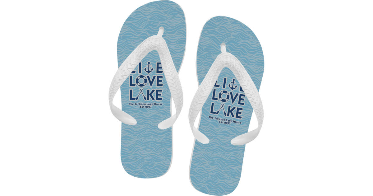 Custom Live Love Lake Flip Flops (Personalized) | YouCustomizeIt