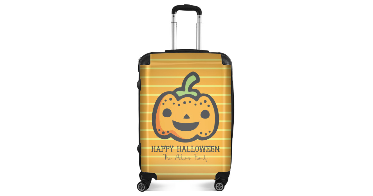 Custom Halloween Pumpkin Suitcase - 24" Medium - Checked (Personalized ...