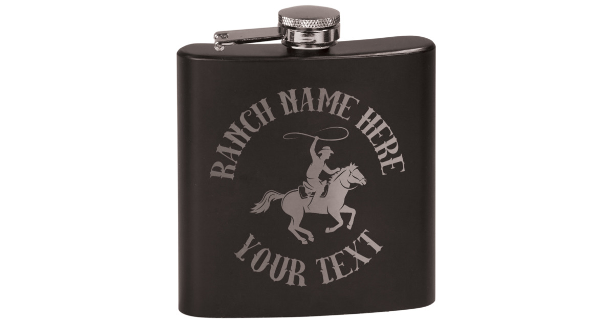 Custom Western Ranch Black Flask Set (Personalized) | YouCustomizeIt