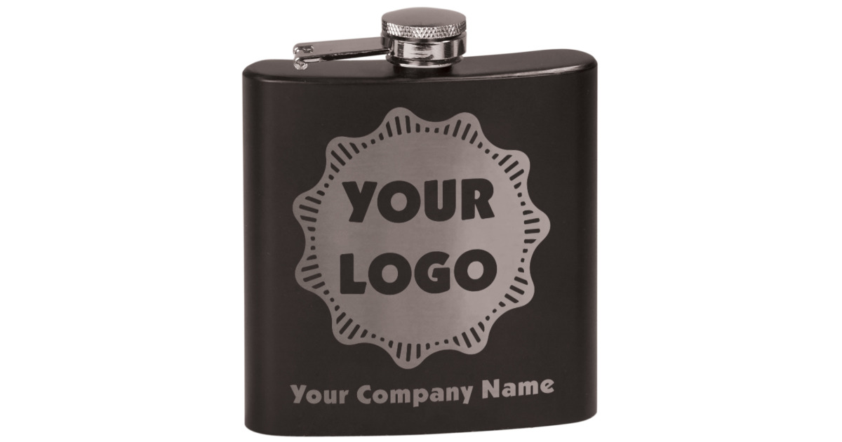 Custom Logo & Company Name Black Flask Set | YouCustomizeIt