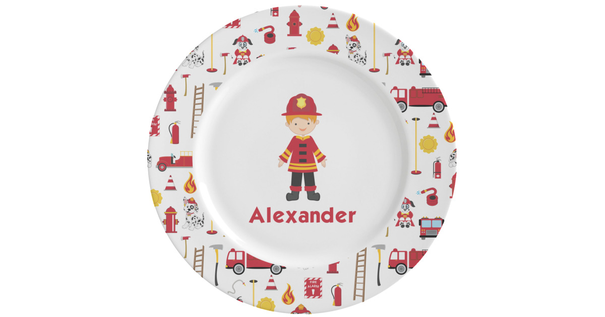 Custom Firefighter Character Ceramic Dinner Plates (Set of 4 ...