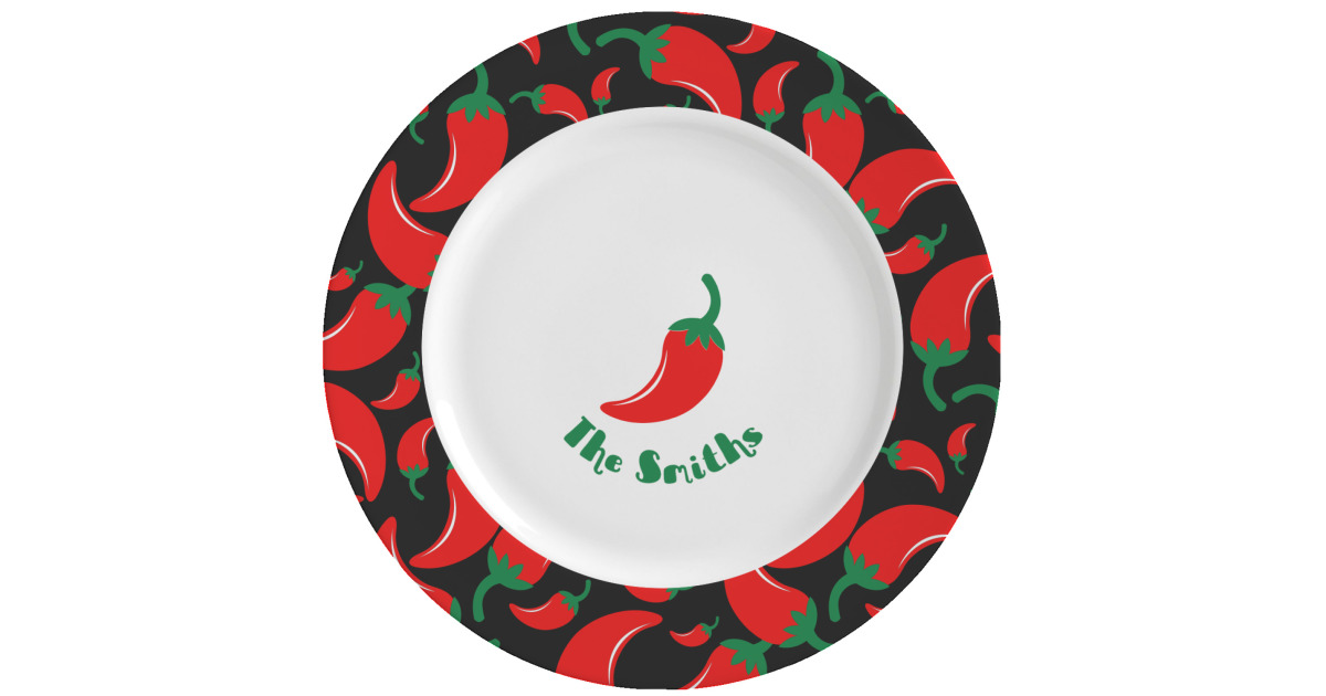 Custom Chili Peppers Ceramic Dinner Plates (Set of 4) (Personalized ...