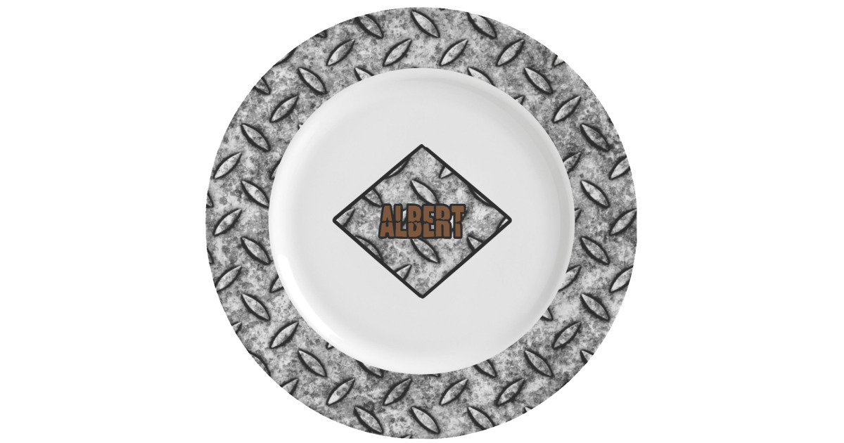 Custom Diamond Plate Ceramic Dinner Plates (Set of 4) (Personalized ...