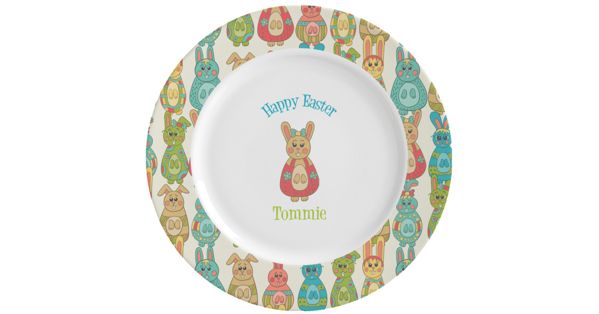 Custom Fun Easter Bunnies Ceramic Dinner Plates (Set of 4 ...