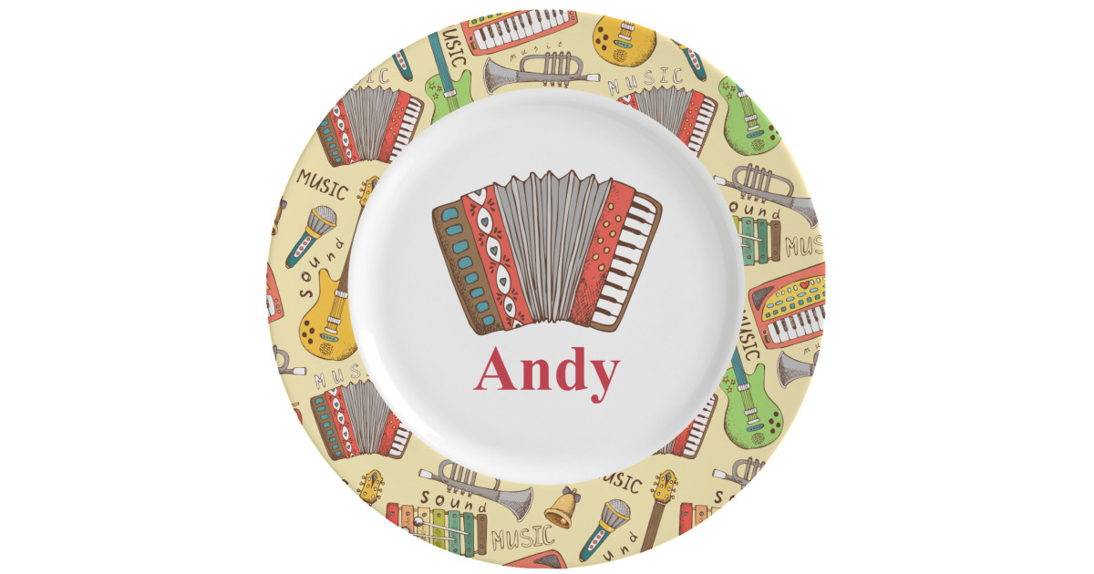 Custom Vintage Musical Instruments Ceramic Dinner Plates (Set of 4 ...
