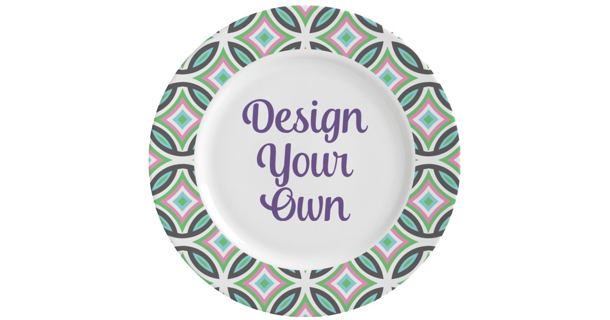 Custom Geometric Circles Ceramic Dinner Plates (Set of 4) (Personalized ...