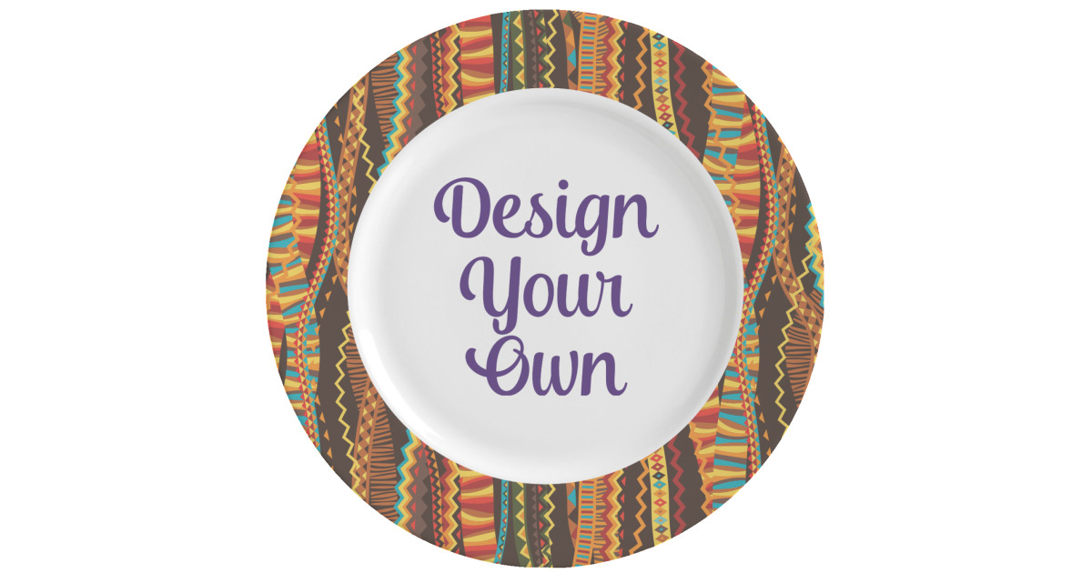 Custom Tribal Ribbons Ceramic Dinner Plates (Set of 4) (Personalized ...