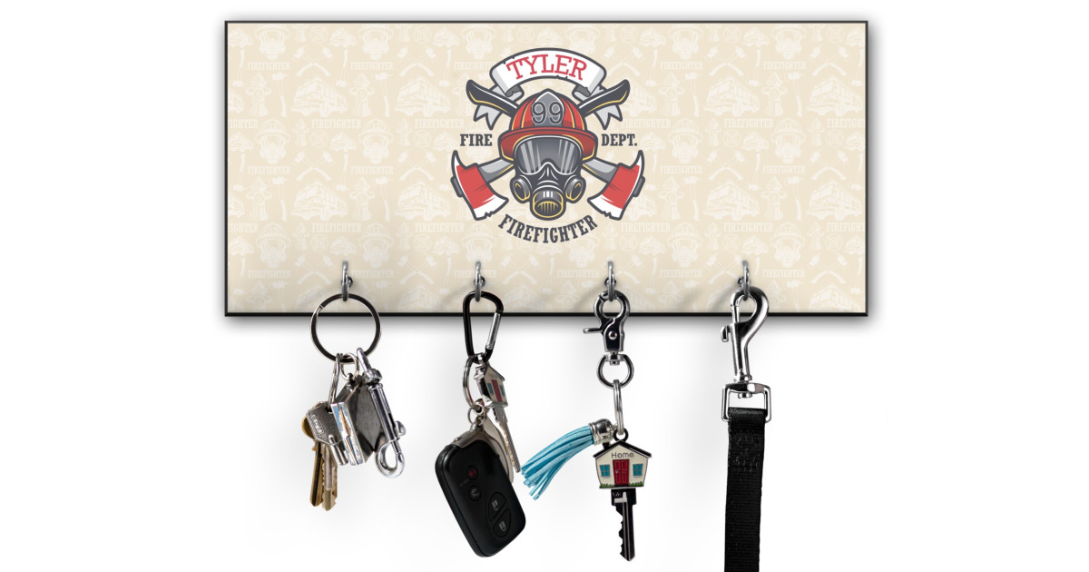 Custom Firefighter Key Hanger w/ 4 Hooks w/ Graphics and Text ...