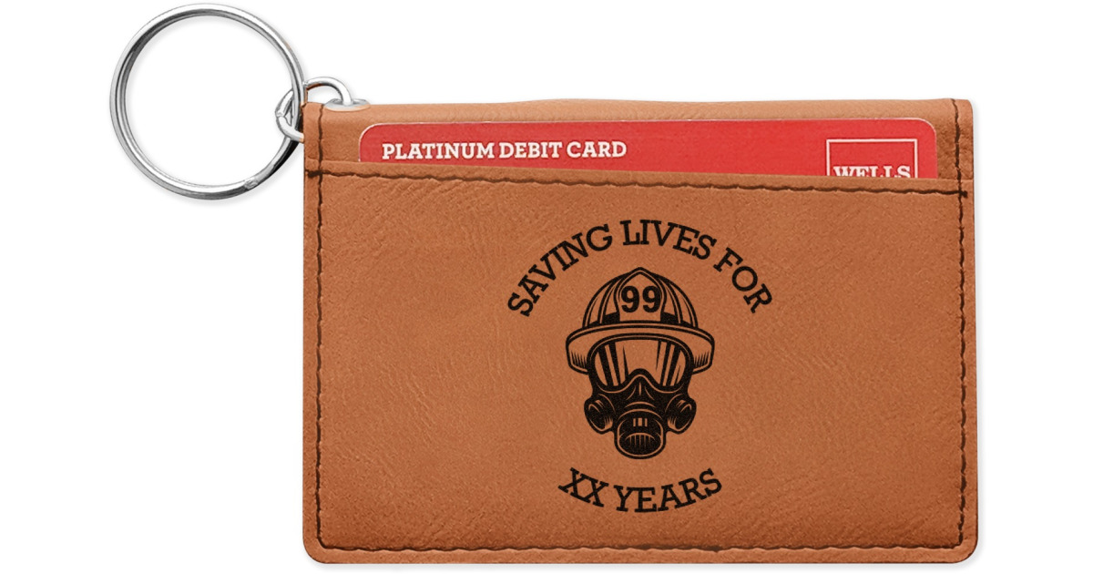 Custom Firefighter Leatherette Keychain ID Holder (Personalized ...