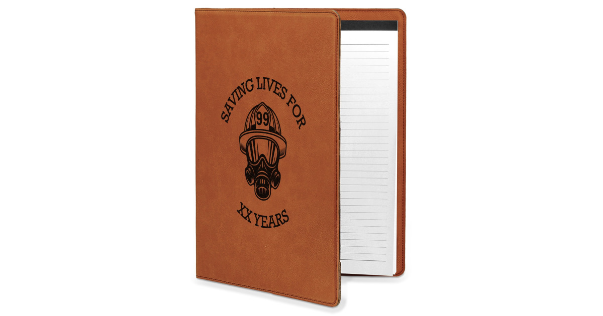 Custom Firefighter Leatherette Portfolio with Notepad - Large - Single ...