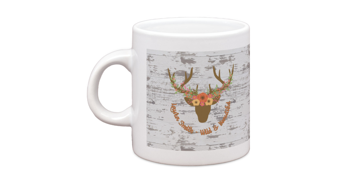 Custom Floral Antler Espresso Cup (Personalized) | YouCustomizeIt