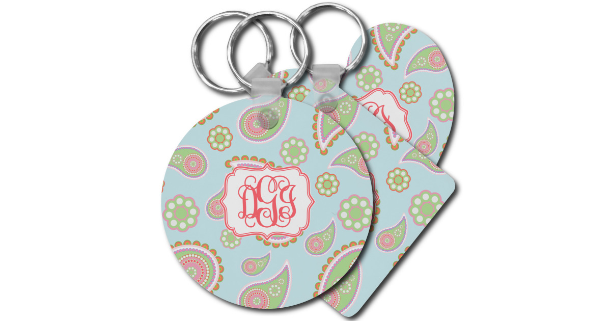 Custom Blue Paisley Plastic Keychain (Personalized) | YouCustomizeIt