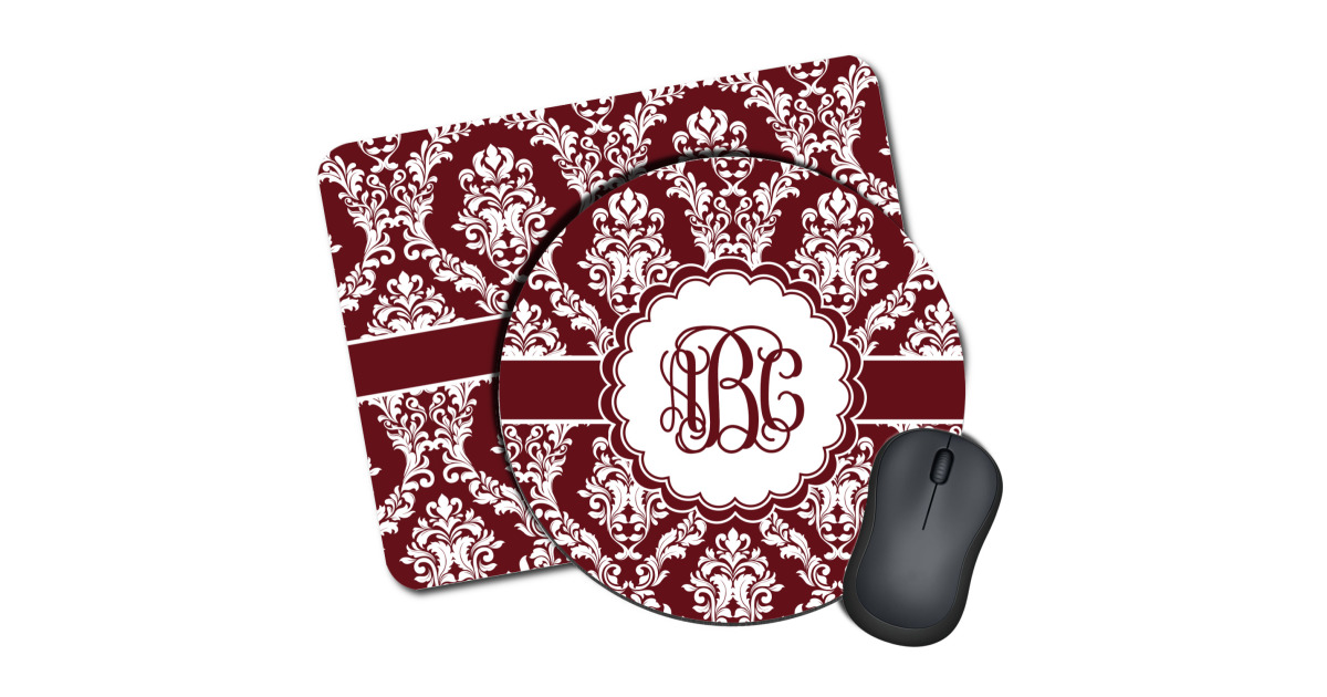 Custom Maroon & White Mouse Pad (Personalized) | YouCustomizeIt