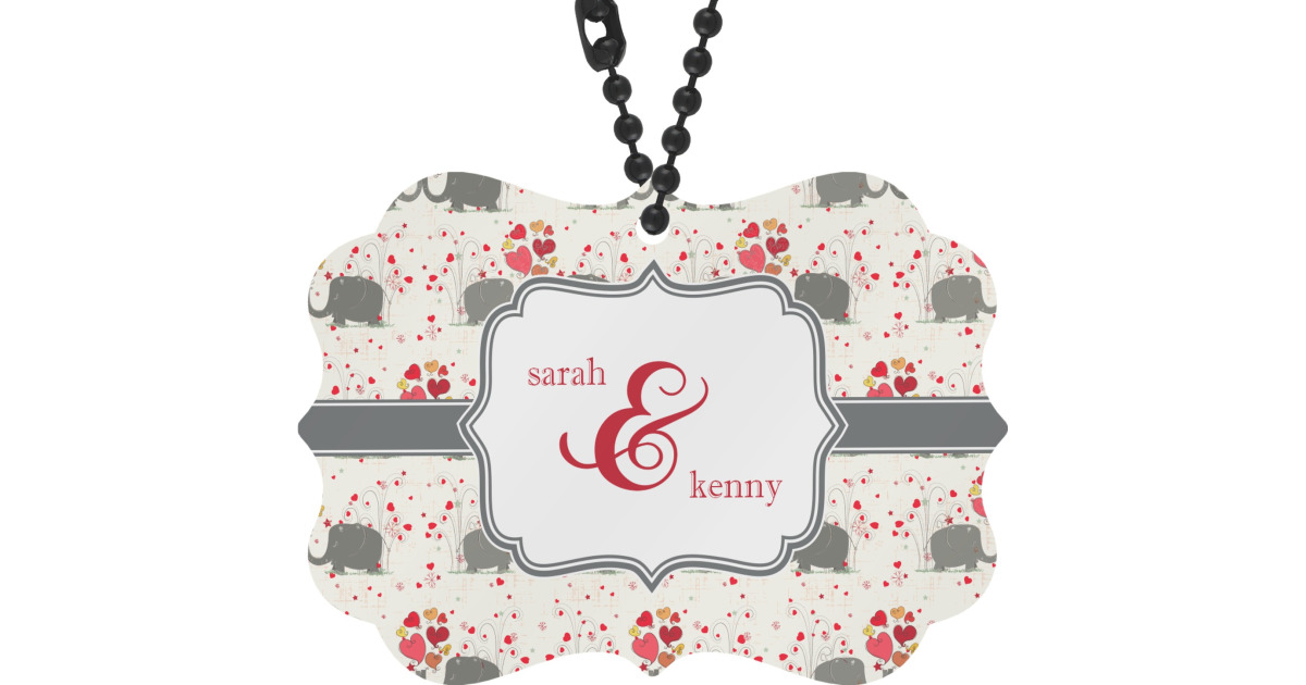 Custom Elephants in Love Rear View Mirror Decor (Personalized ...