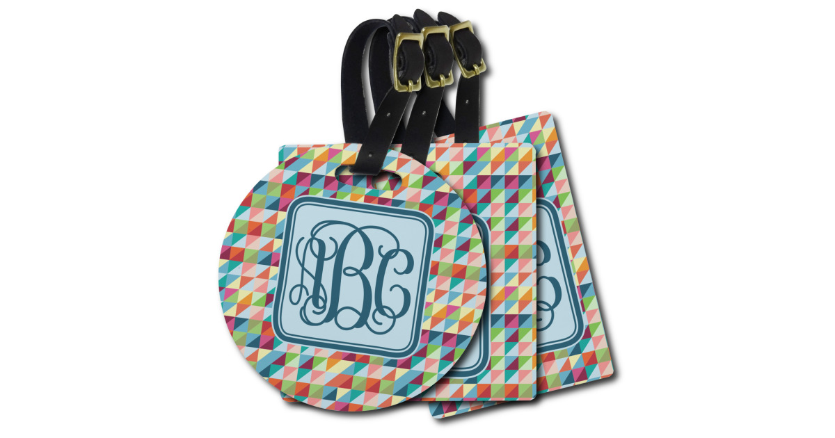 Custom Retro Triangles Plastic Luggage Tag (Personalized) | YouCustomizeIt