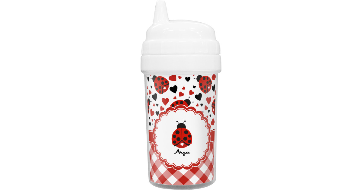 Custom Ladybugs & Gingham Sippy Cup (Personalized) | YouCustomizeIt