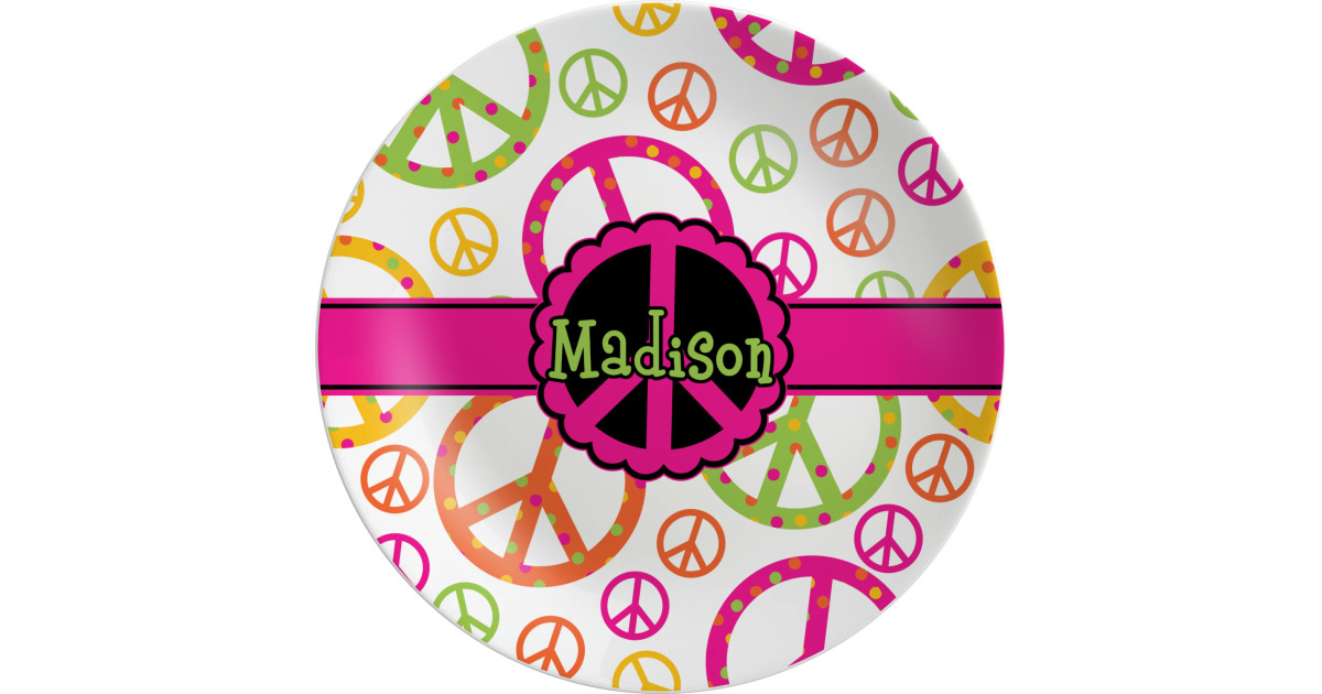 Custom Peace Sign Melamine Plate (Personalized) | YouCustomizeIt