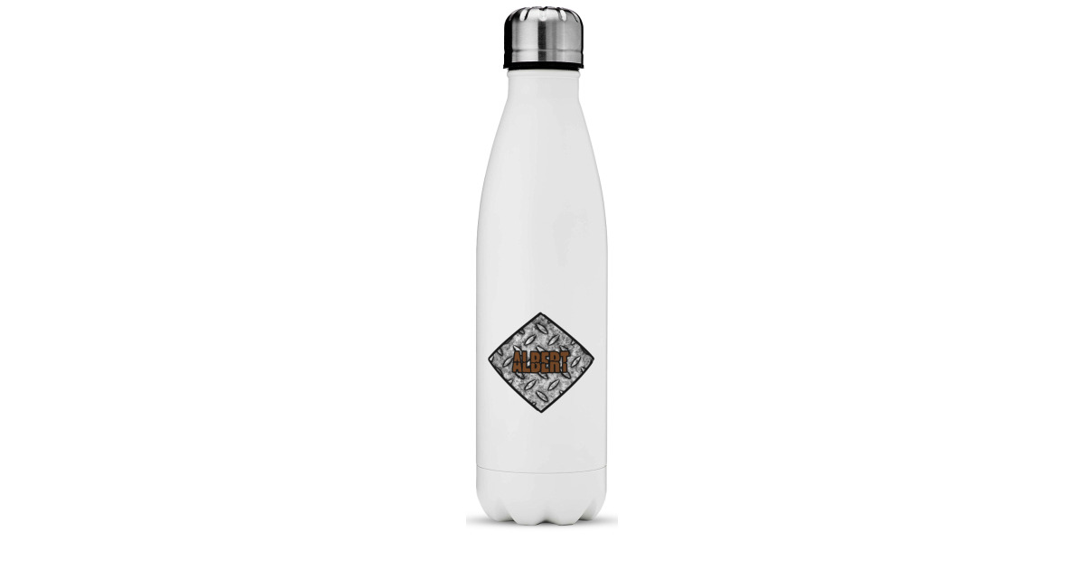 Custom Diamond Plate Water Bottle - 17 oz. - Stainless Steel - Full ...