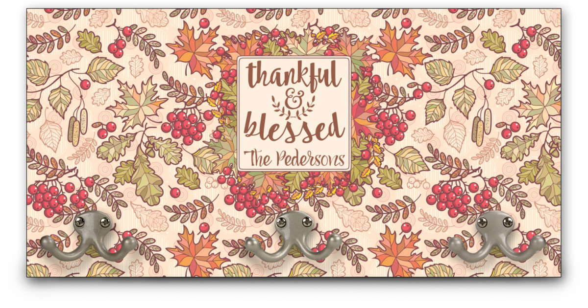 Custom Thankful & Blessed Wall Mounted Coat Rack (Personalized ...