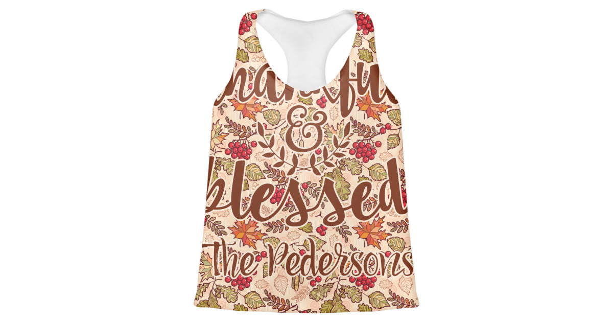 Custom Thankful & Blessed Womens Racerback Tank Top (Personalized ...