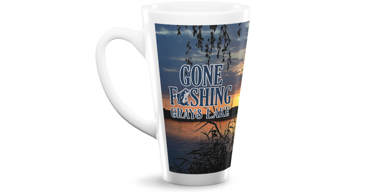 Custom Gone Fishing 16 Oz Latte Mug (Personalized) | YouCustomizeIt
