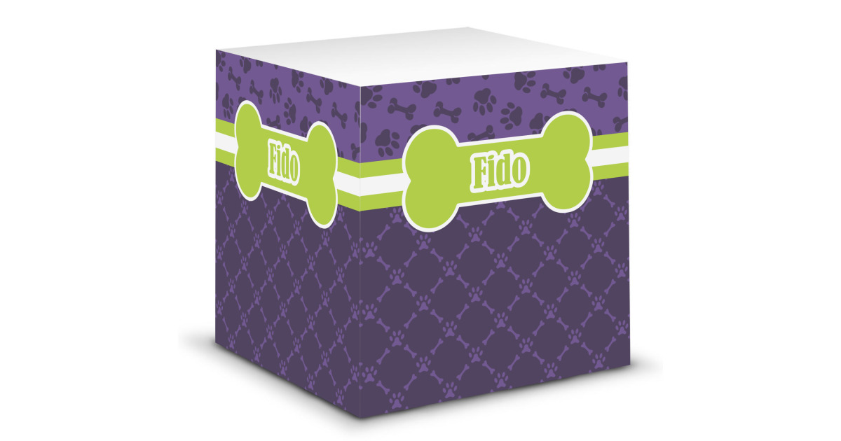 Custom Pawprints & Bones Sticky Note Cube (Personalized) | YouCustomizeIt