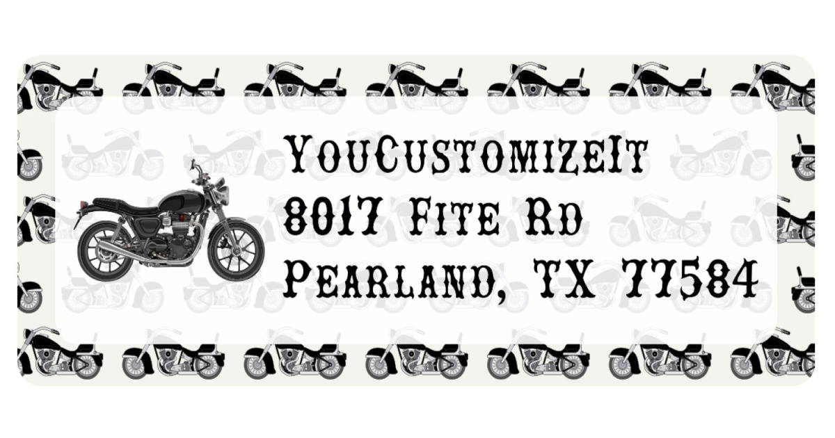 Custom Motorcycle Return Address Labels (Personalized) | YouCustomizeIt