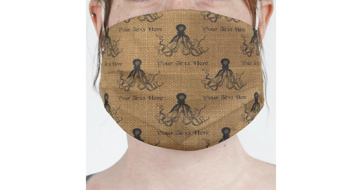 Custom Octopus & Burlap Print Face Mask Cover (Personalized ...