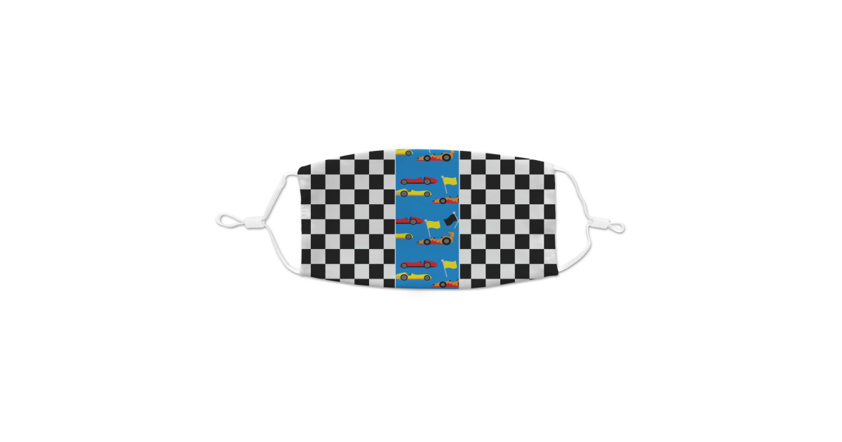 Custom Checkers & Racecars Kid's Cloth Face Mask | YouCustomizeIt