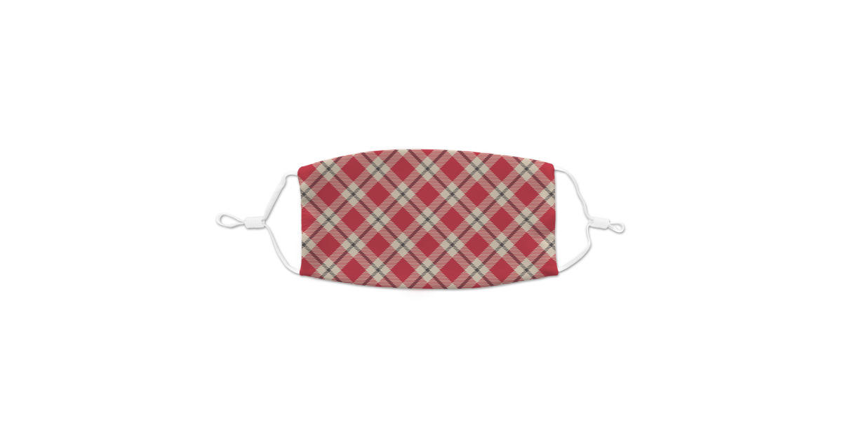 Custom Red & Tan Plaid Kid's Cloth Face Mask | YouCustomizeIt