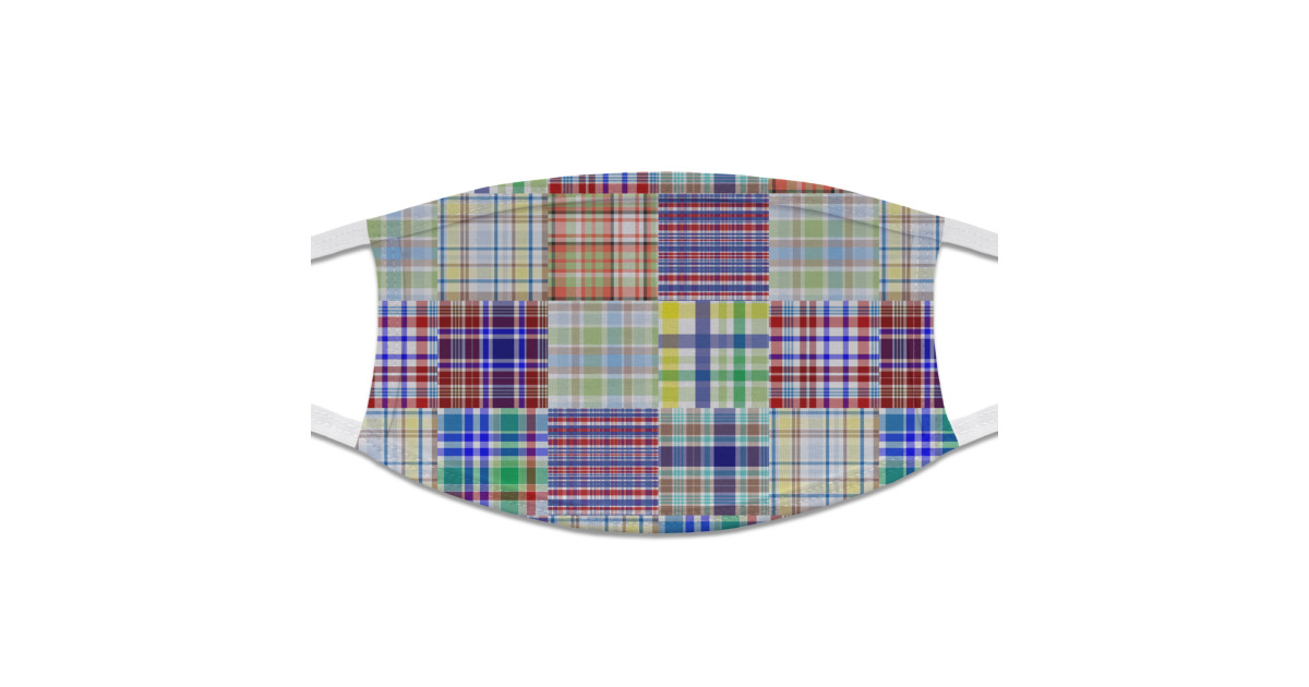 Custom Blue Madras Plaid Print Cloth Face Mask (T-Shirt Fabric ...