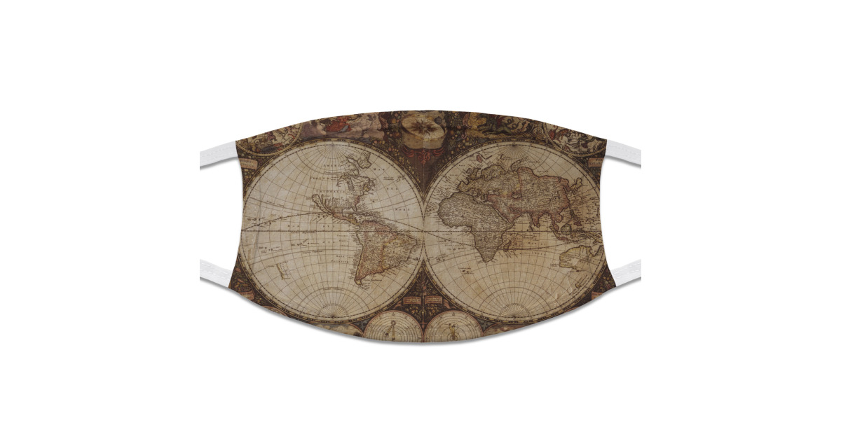 Custom Vintage World Map Cloth Face Mask (T-Shirt Fabric) | YouCustomizeIt