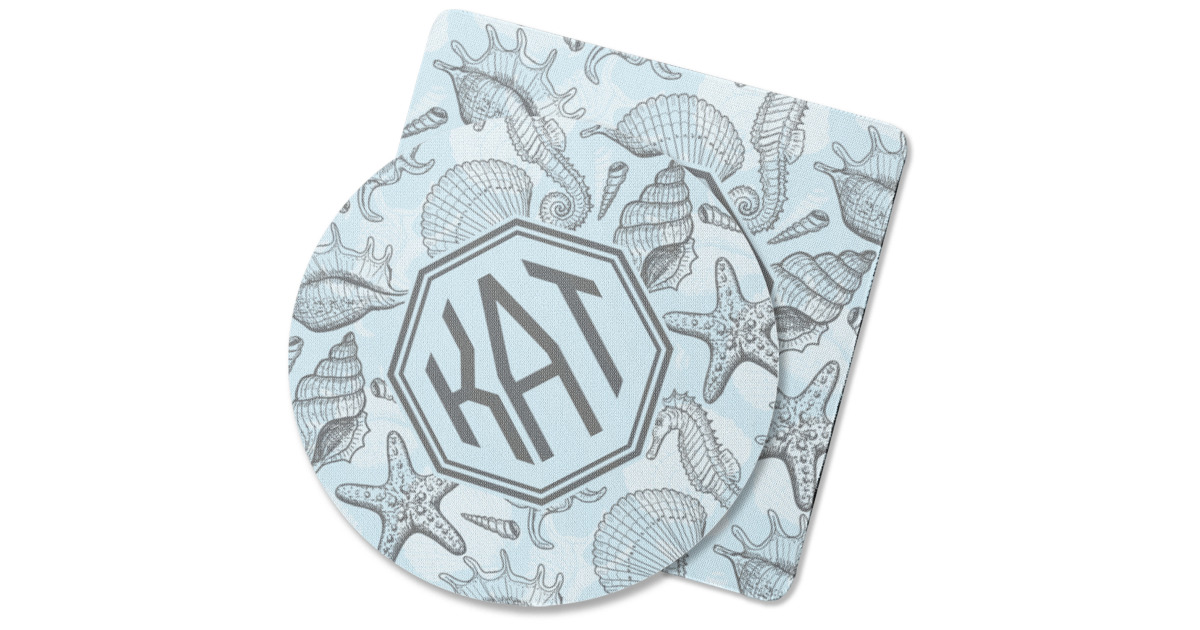 Custom Sea-blue Seashells Rubber Backed Coaster (Personalized ...