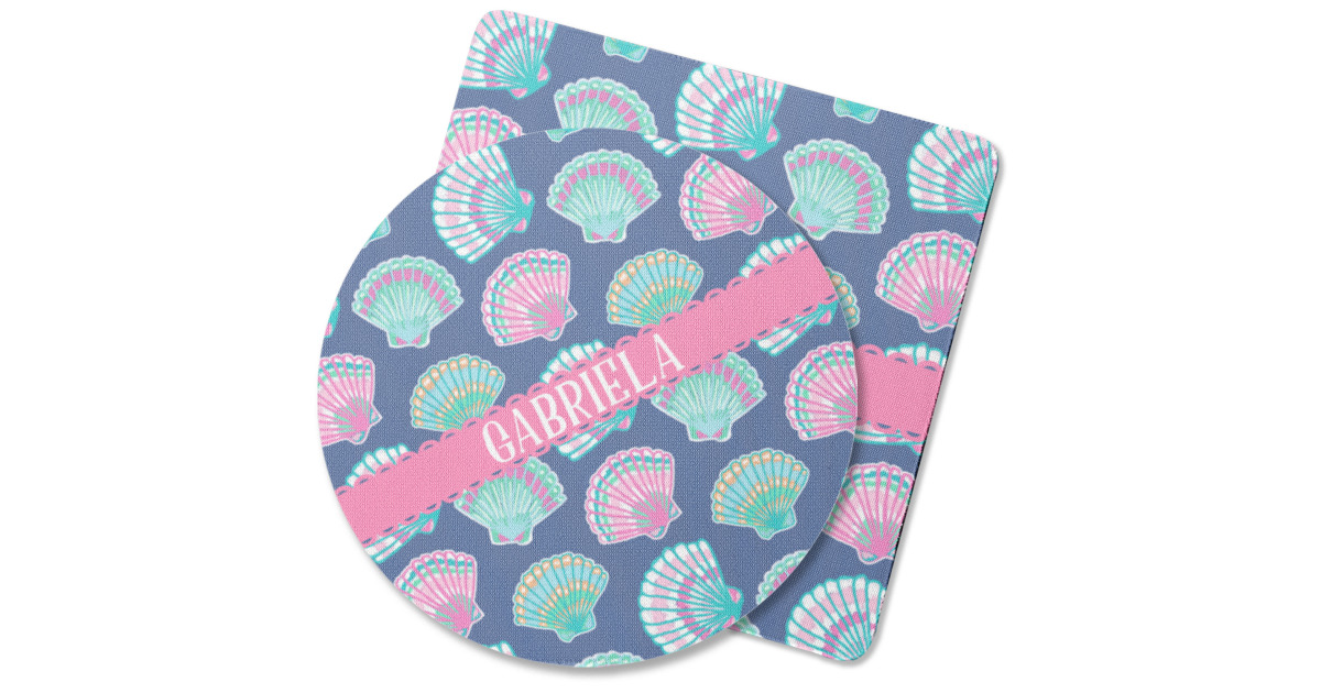 Custom Preppy Sea Shells Rubber Backed Coaster (Personalized ...