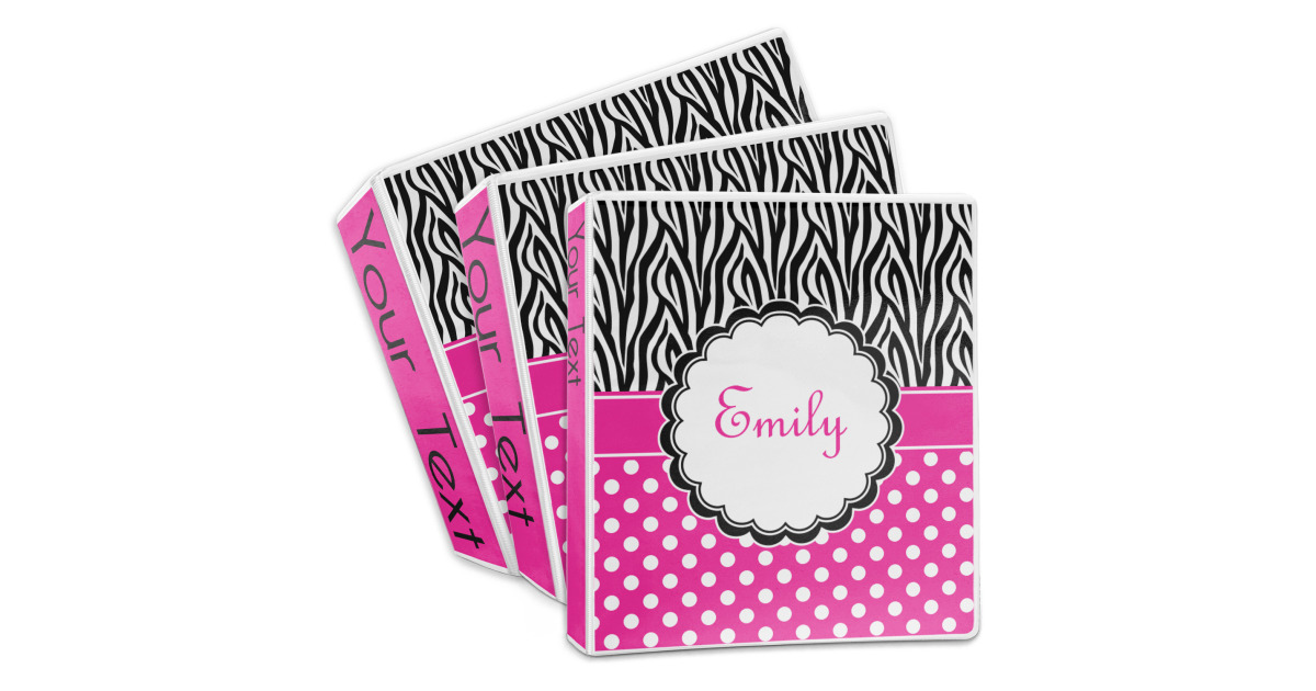 Custom Zebra Print & Polka Dots 3-Ring Binder (Personalized ...