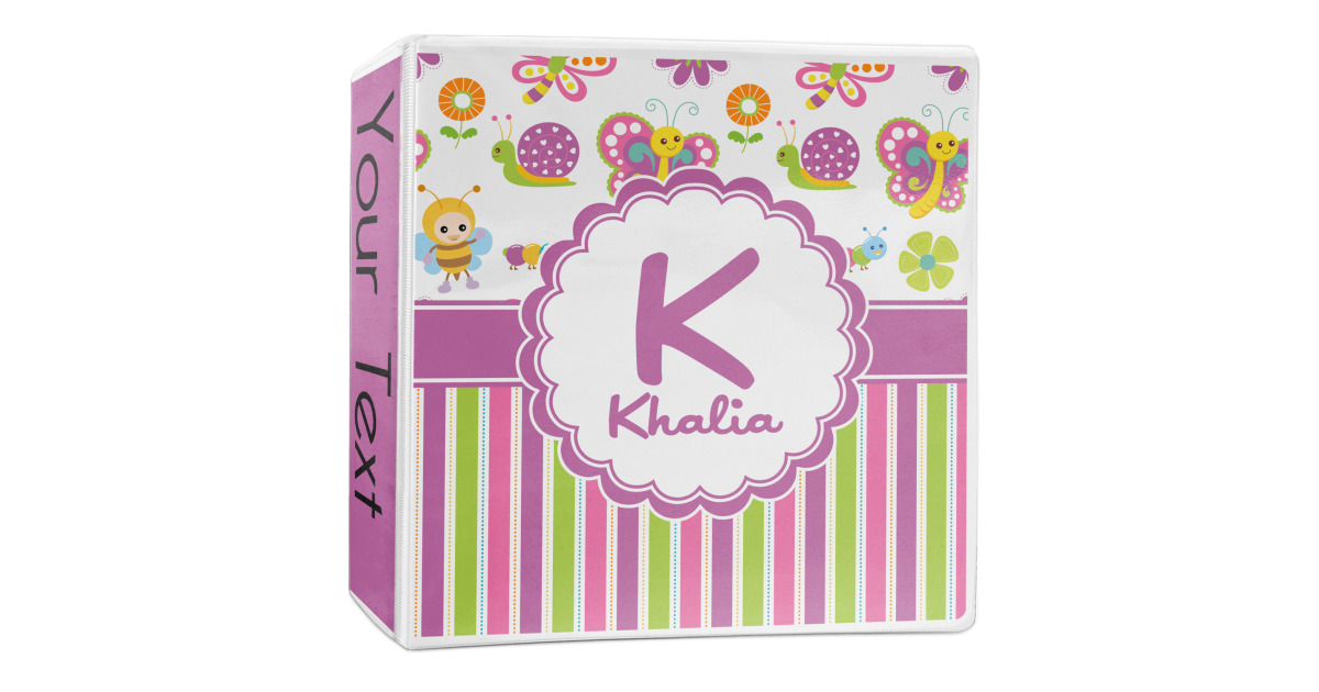 Custom Butterflies & Stripes 3-Ring Binder - 2 inch (Personalized ...