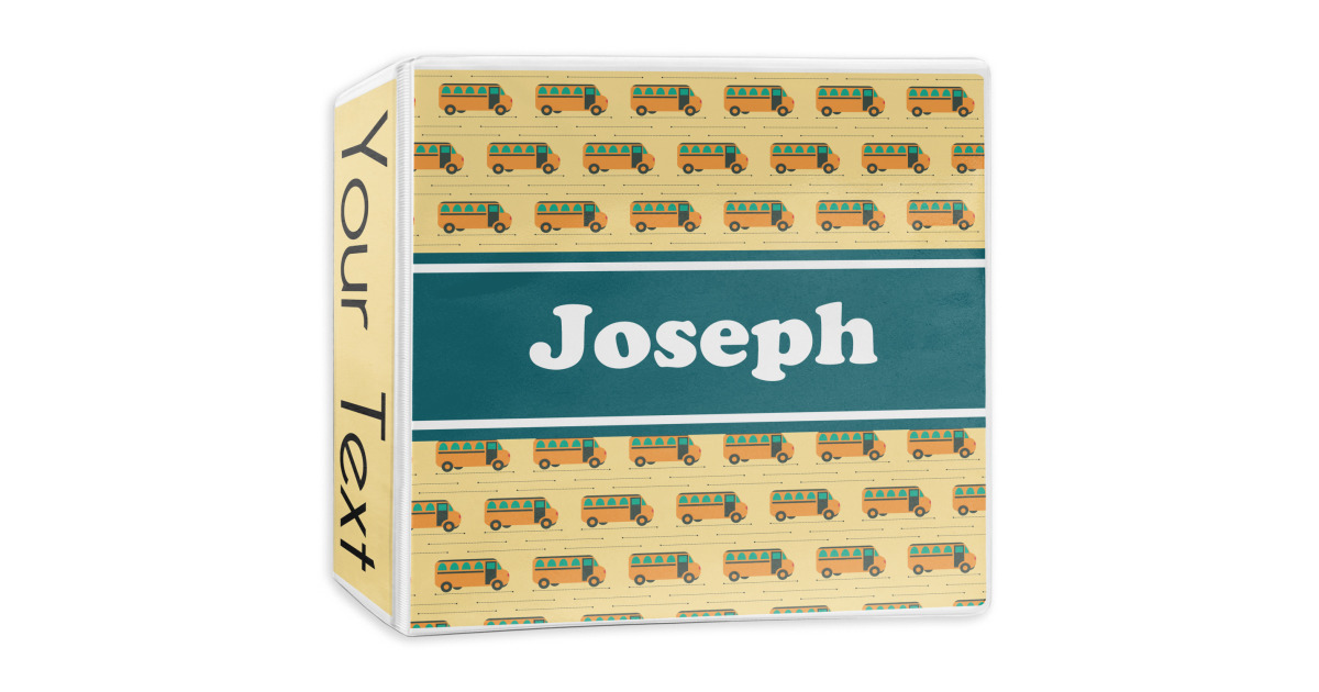 Custom School Bus 3-Ring Binder - 3 inch (Personalized) | YouCustomizeIt