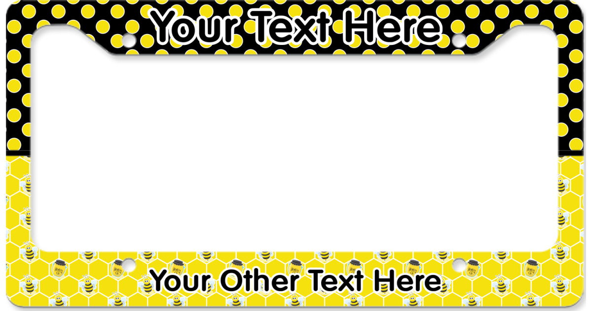 Custom Honeycomb, Bees & Polka Dots License Plate Frame - Style B ...