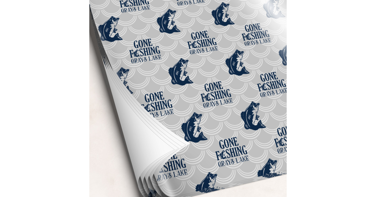 Custom Gone Fishing Wrapping Paper Sheets - Single-Sided - 20" x 28 ...