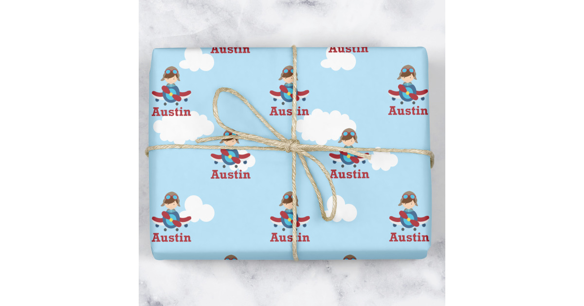 Custom Airplane & Pilot Wrapping Paper (Personalized) | YouCustomizeIt