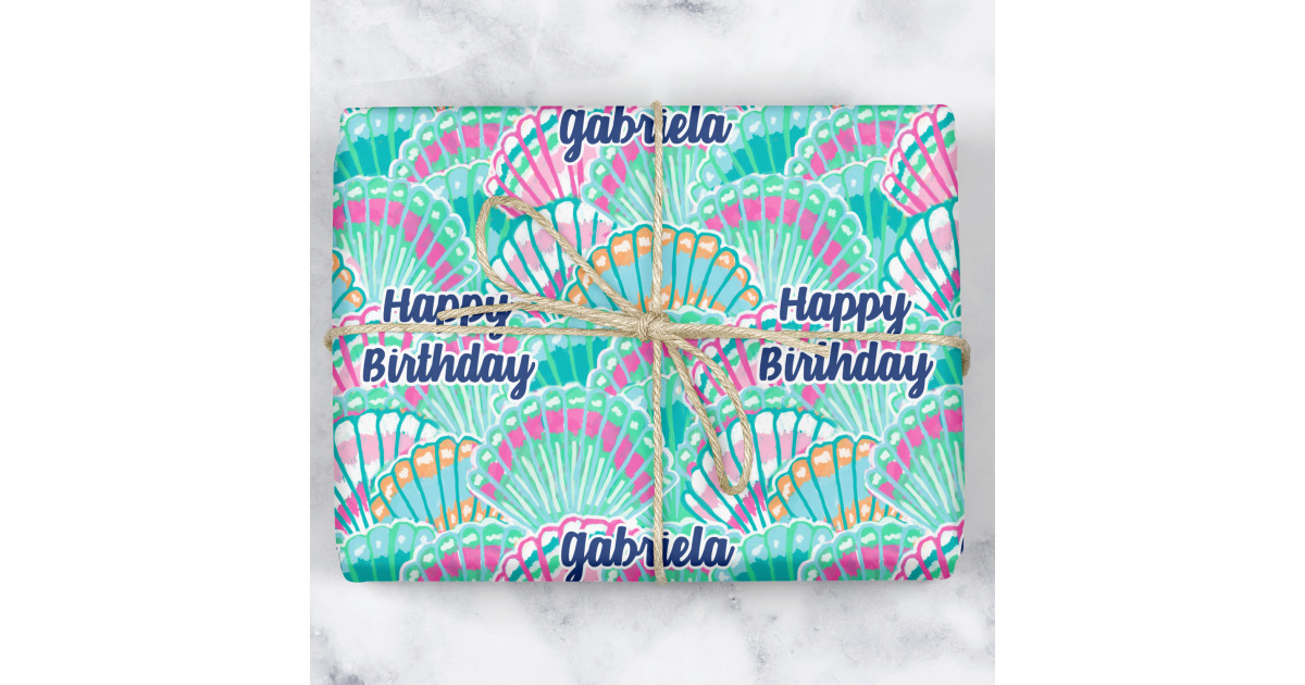 Custom Preppy Sea Shells Wrapping Paper (Personalized) | YouCustomizeIt