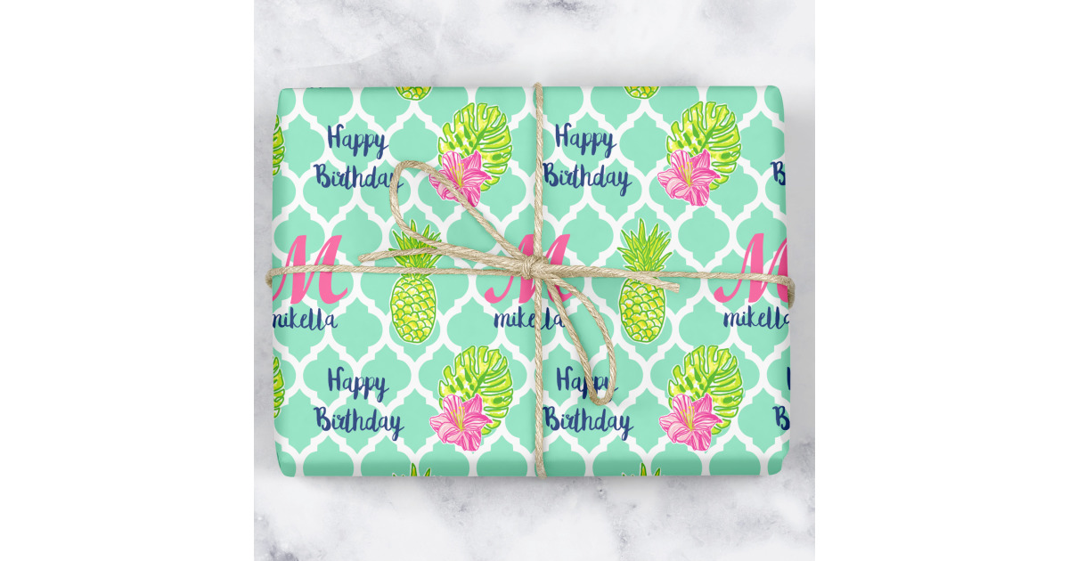Custom Preppy Hibiscus Wrapping Paper (Personalized) | YouCustomizeIt