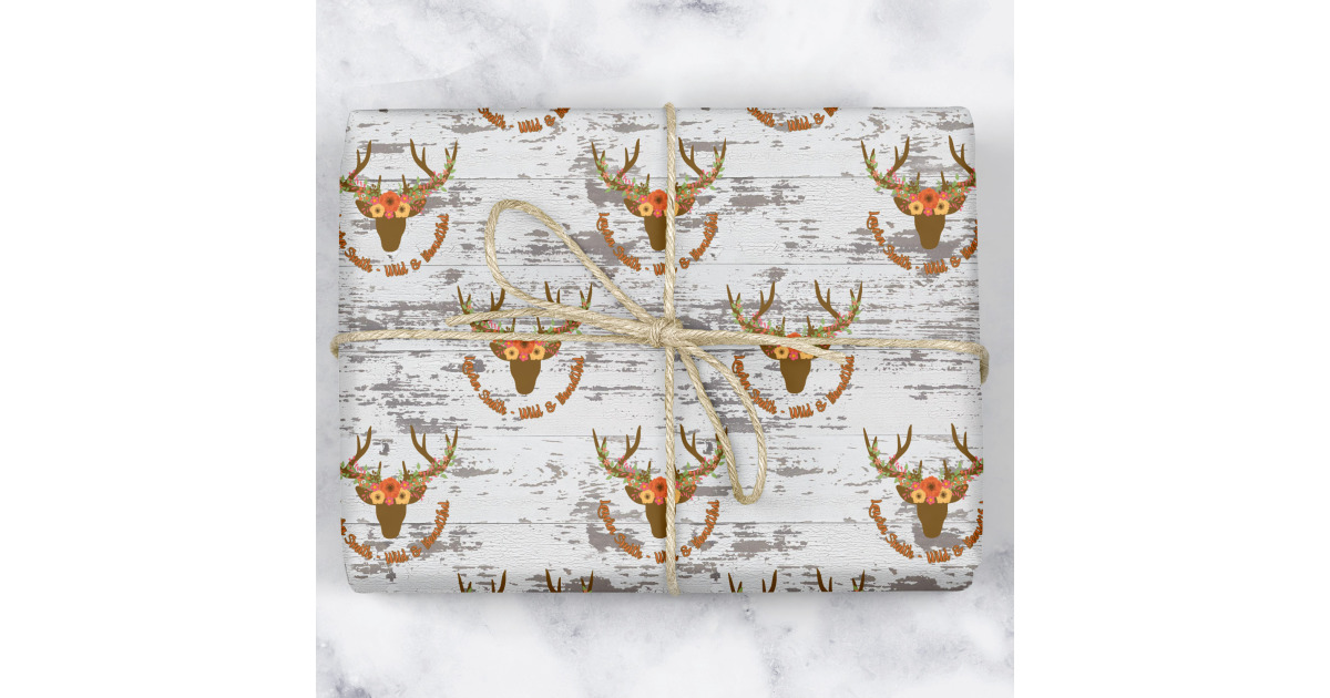 Custom Floral Antler Wrapping Paper (Personalized) | YouCustomizeIt