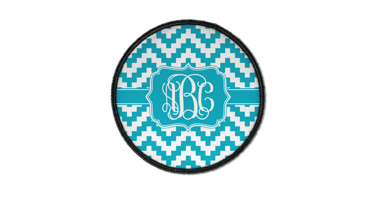 Custom Pixelated Chevron Iron On Round Patch w/ Monogram | YouCustomizeIt