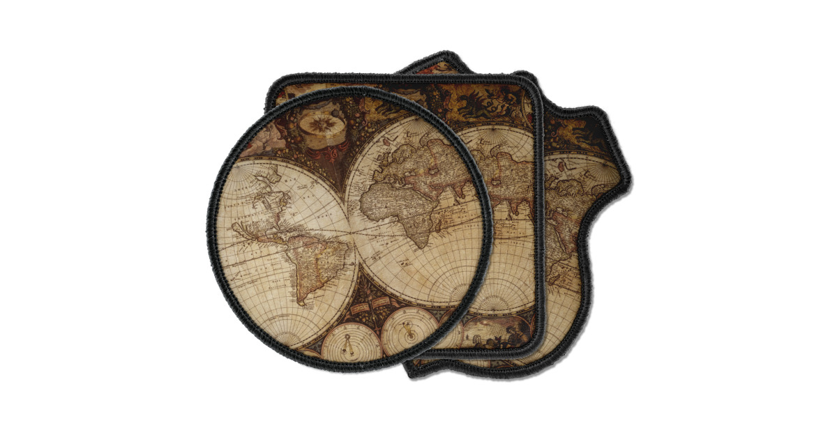 Custom Vintage World Map Iron on Patches | YouCustomizeIt