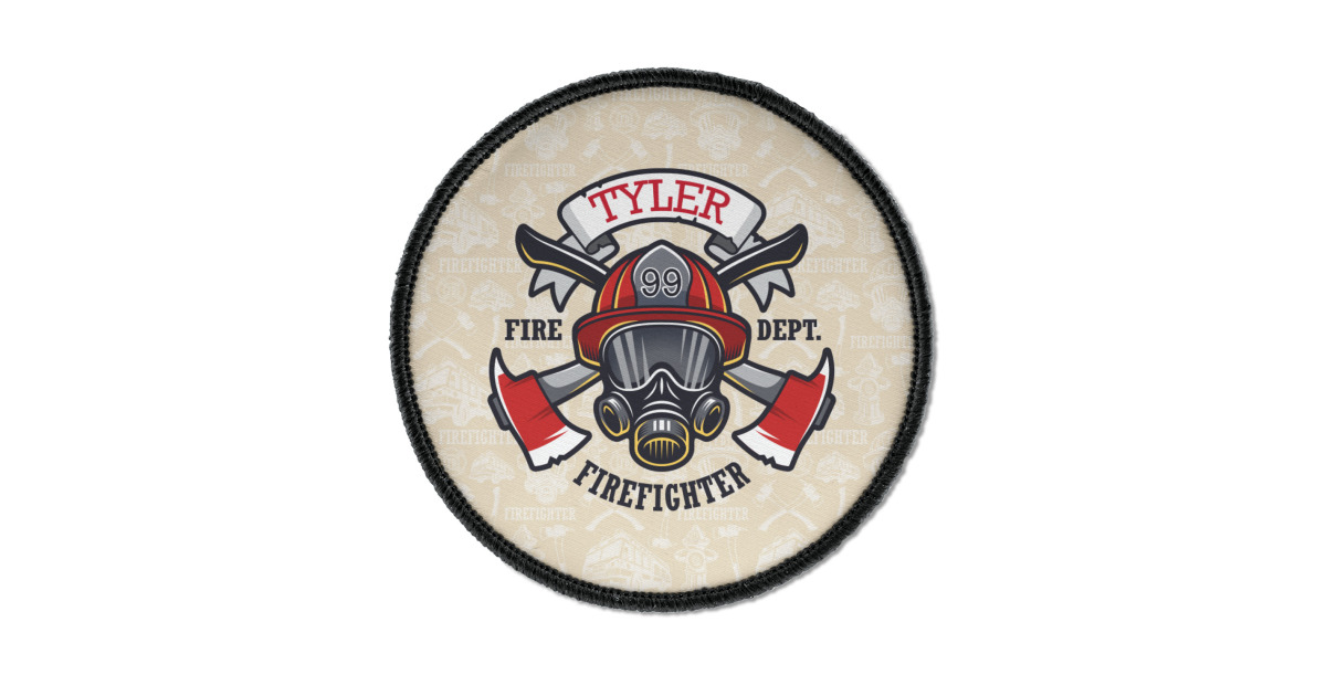 Custom Firefighter Iron On Round Patch w/ Name or Text | YouCustomizeIt