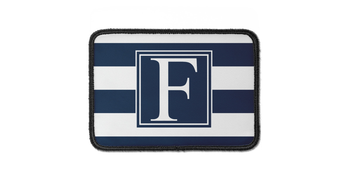 Custom Horizontal Stripe Iron On Rectangle Patch w/ Initial ...